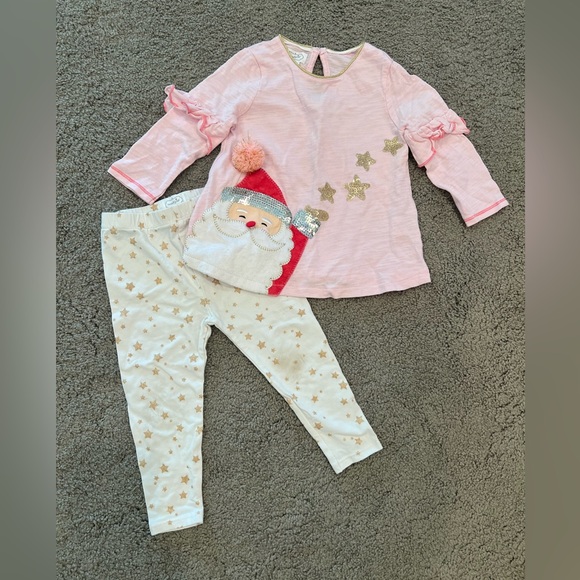 Mud Pie | Matching Sets | Mud Pie Pink Sparkle Santa Pants Set | Poshmark